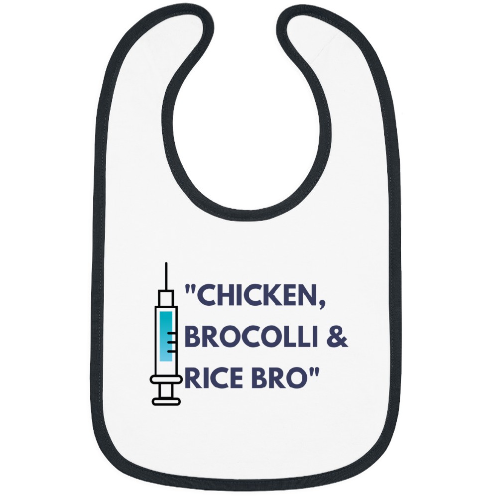 Chicken, Brocolli, Rice Bro Funny Fitness Meme Gym Bibs