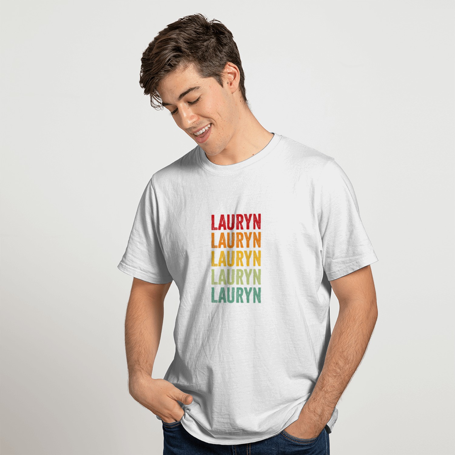 Lauryn Rainbow Repetition Of Lauryn Name Text Camisetas Clásicas