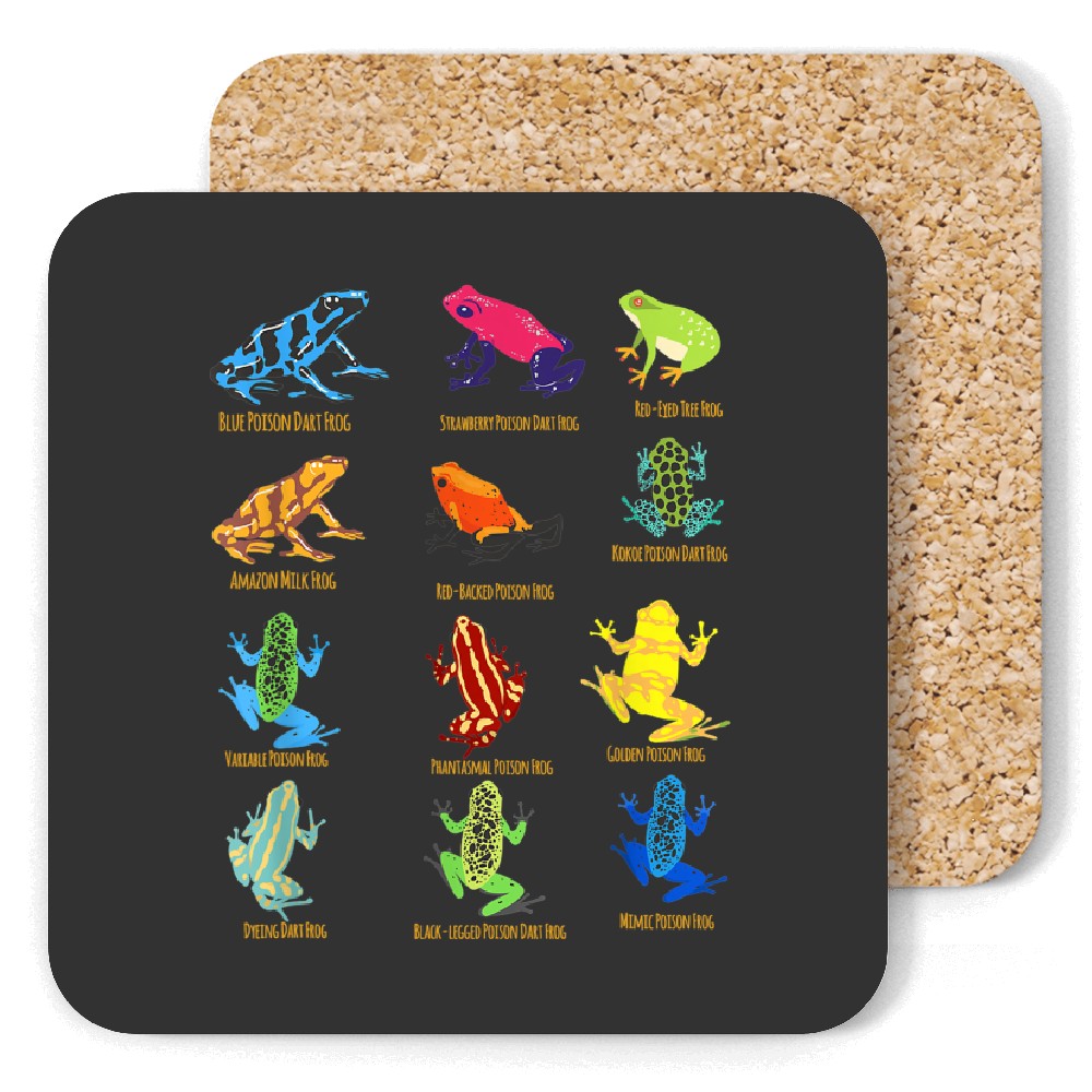 Dart Frogs Identification Chart For Frog Lovers Coaster