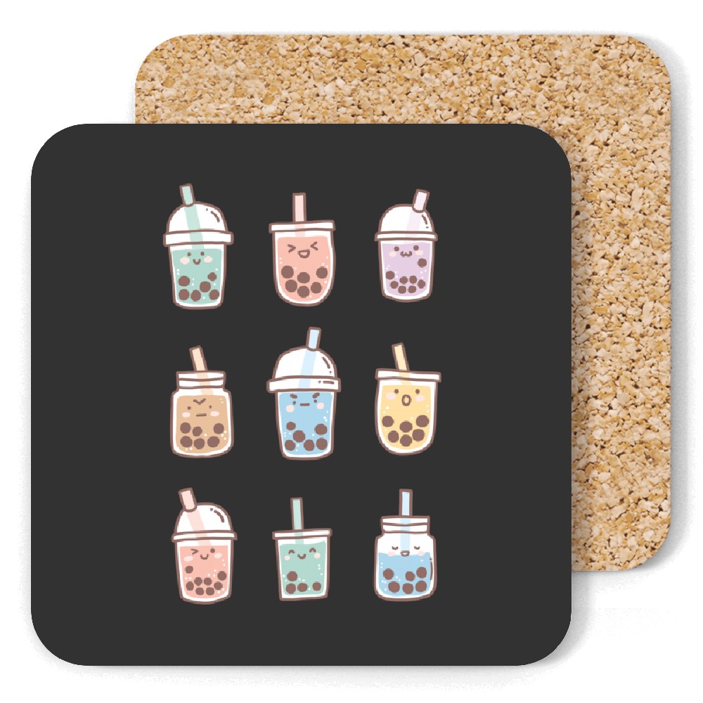 Cute Bubble Tea Coasters Cute Kawaii Boba Anime Bubble Tea Pastel