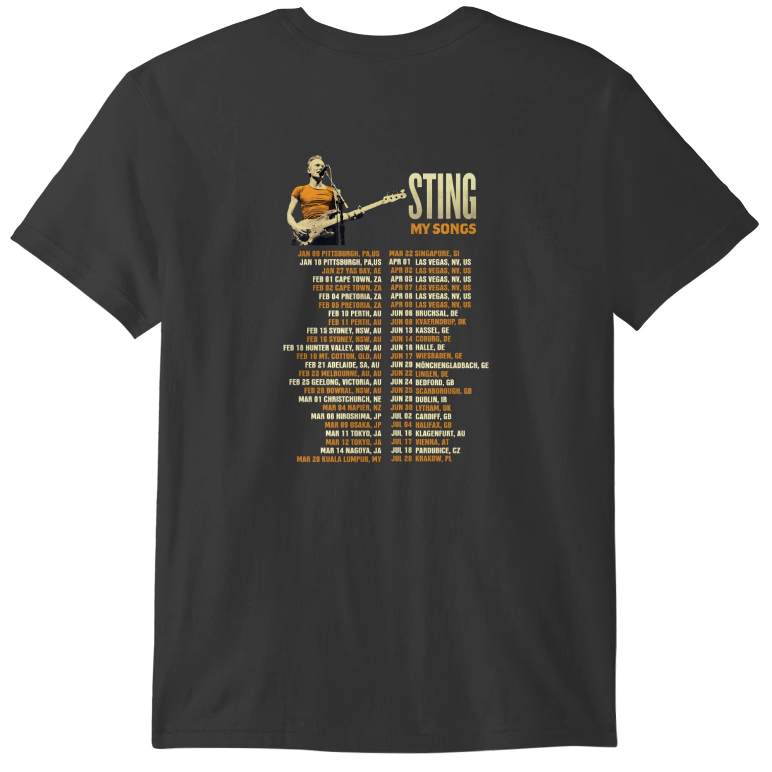 STING MY SONGS 2023 World Tour T-Shirt, Sting Tour 2023 Double Sided T ...