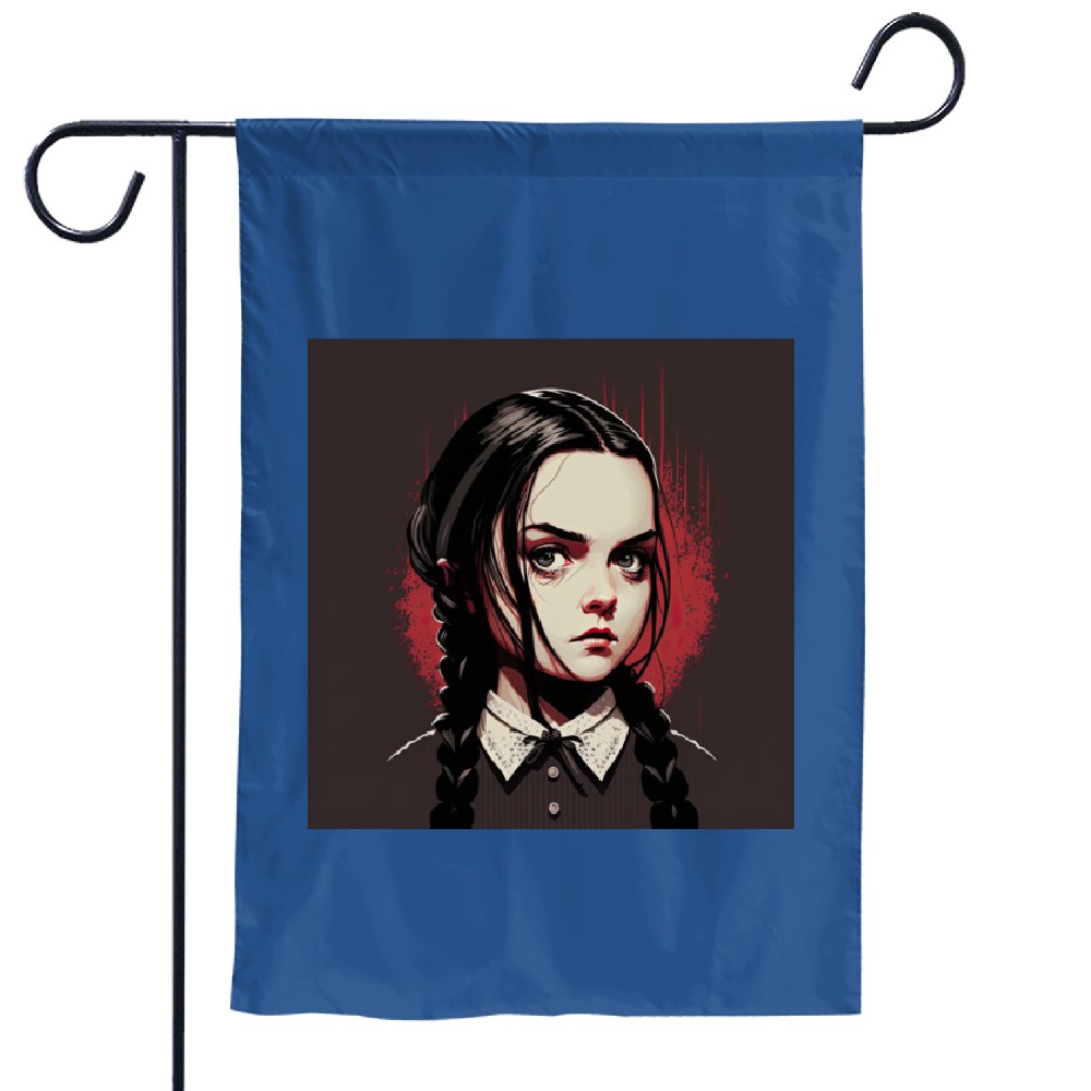 Disturbing Wednesday Addams Halloween Premium Scoop Garden Flags
