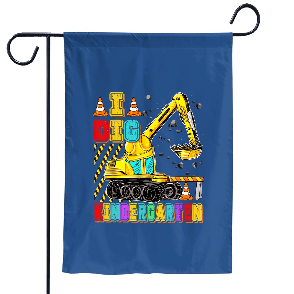 I Dig Kindergarten Dump Truck Back To School Teacher Student Garden Flags