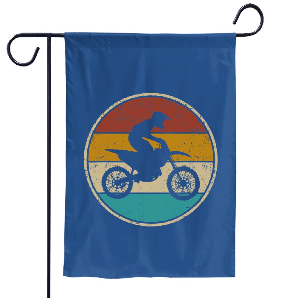 Vintage Motocross Bike Dirtbike Racing Retro Dirt Bike Rider Garden Flags
