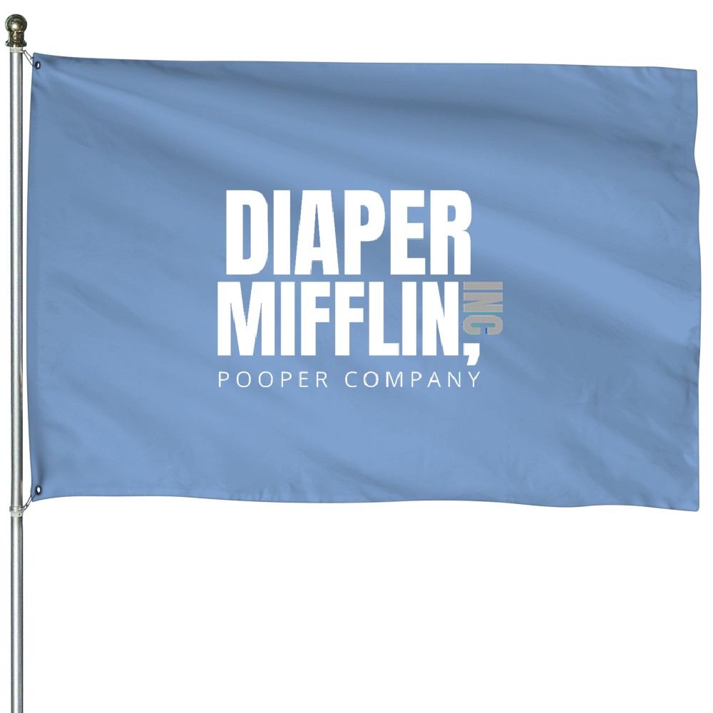 DIAPER MIFFLIN POOPER COMPANY - THE OFFICE PARODY DESIGN Active House Flags