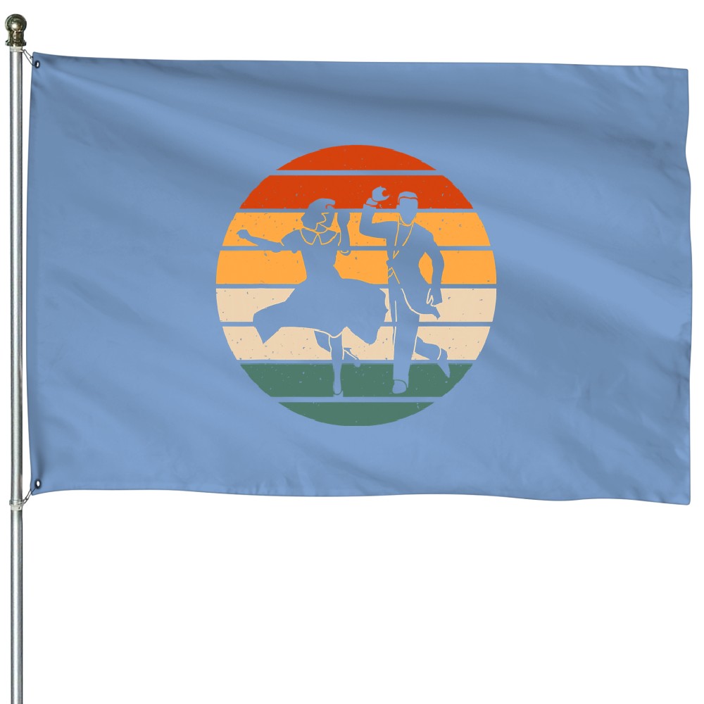 Retro Ballroom Dancer Couple Design Salsa Dancing House Flags