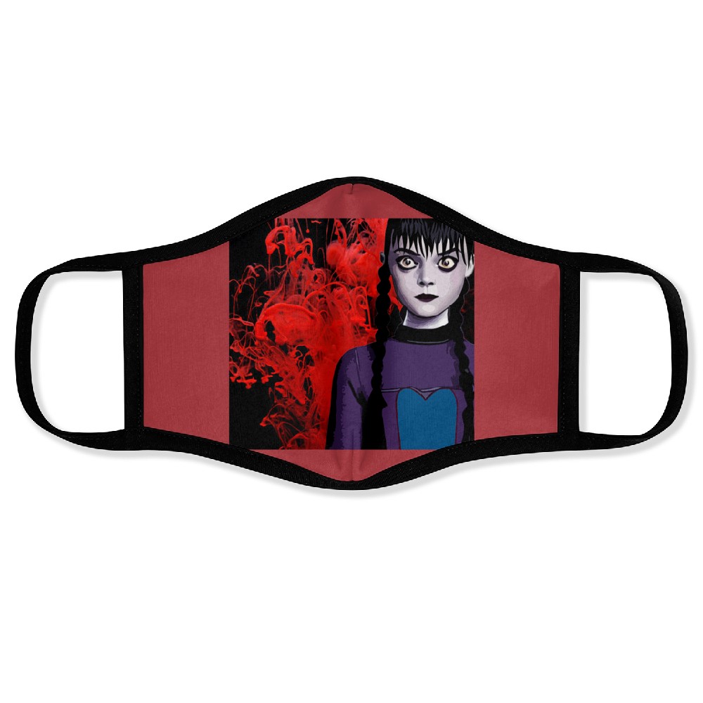 Cool Illustration Of Wednesday Addams On A Face Masks