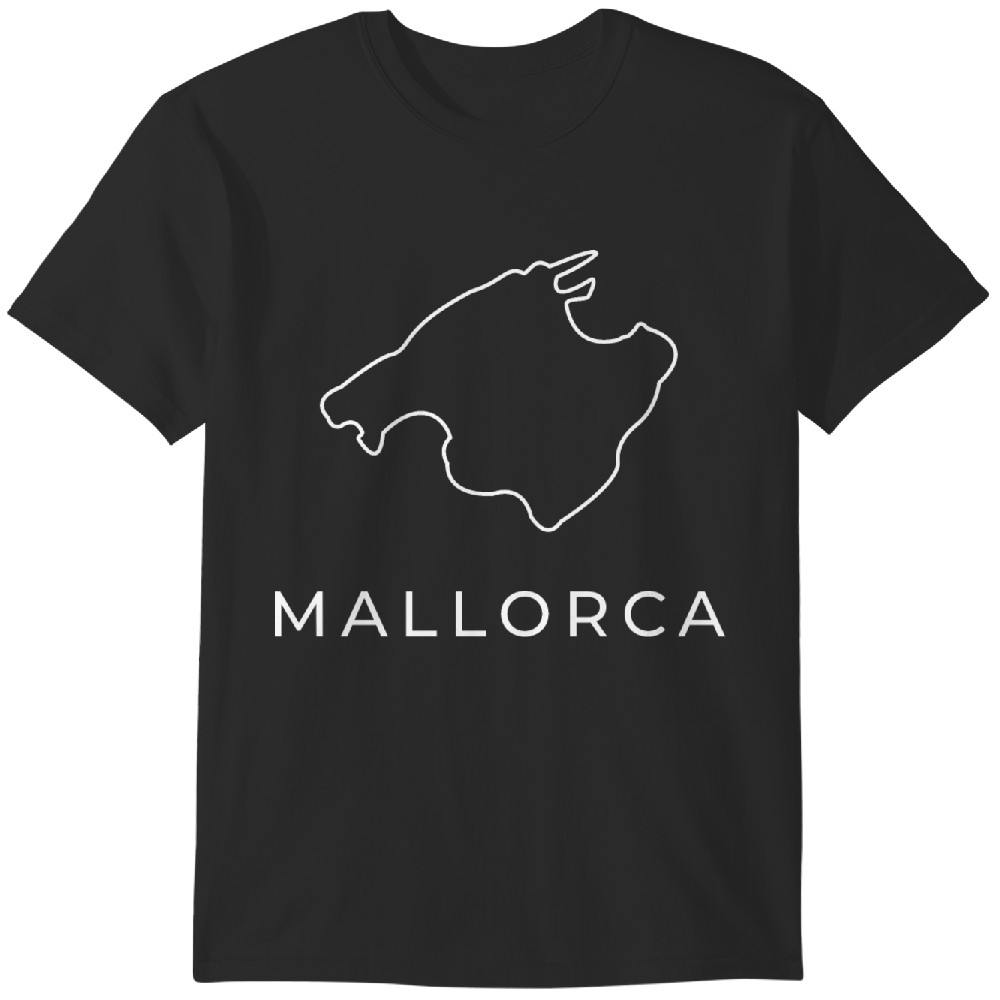 Mallorca Karte Umriss Mit Text Weiss T-shirt