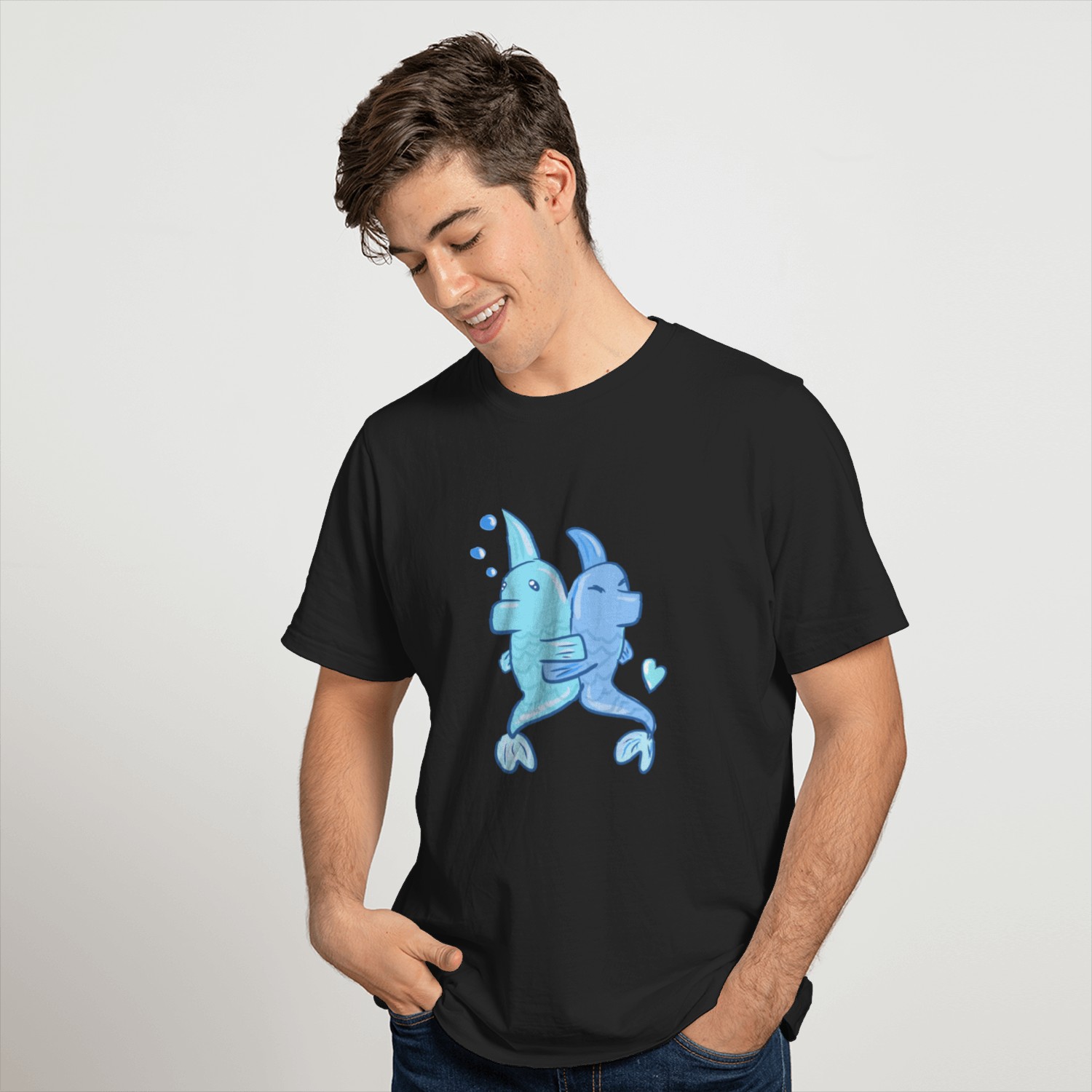 Fische Beste Freunde Delfin Fisch Wasser Meerestie T-shirt