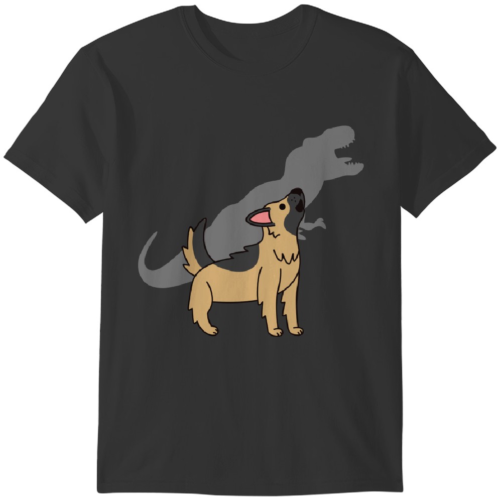 German Shepherd Howling T-Rex Dinosaur - German Shepherd - T-Shirt