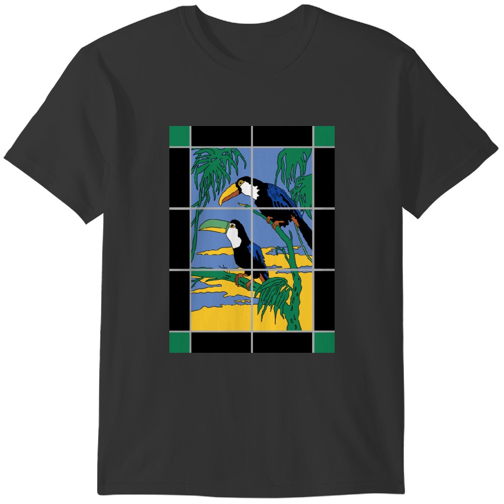 Vintage Catalina Island Tile Toucan Mural Design T Shirts