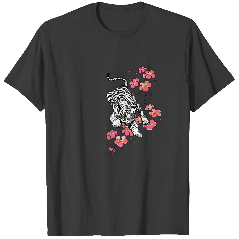 White Tiger Cherry Blossom Hanami T-shirt