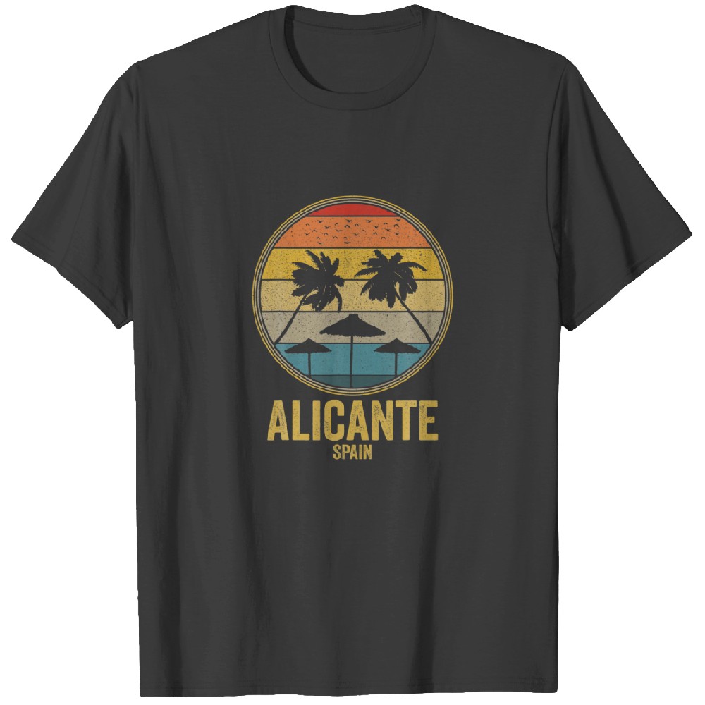 Alicante Spain Retro Vintage Sunset 70S 80S Beach T-shirt