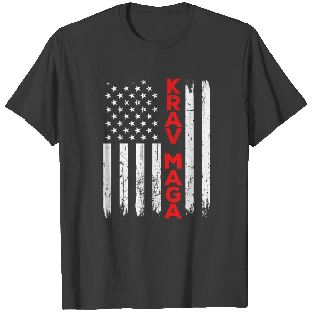 Krav Maga Self Defense USA American Flag Fighter T-shirt