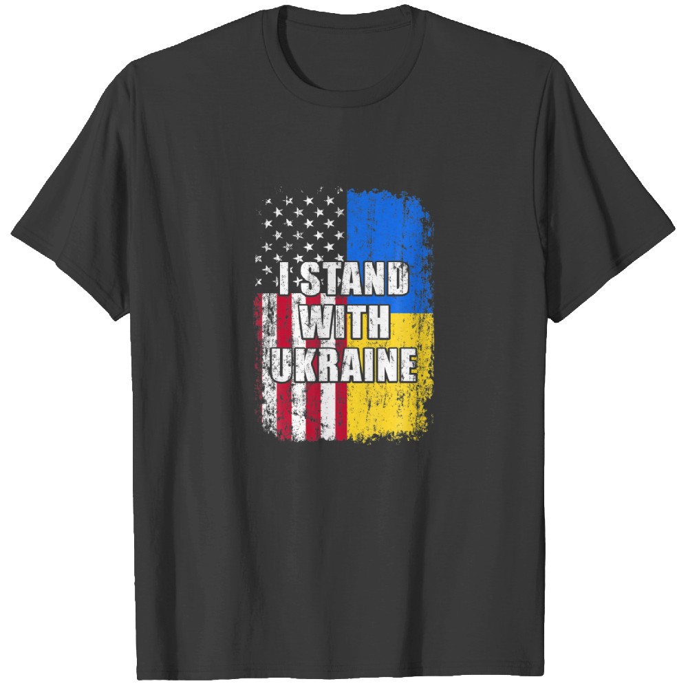 Retro Ukrainian American Flag I Stand With Ukraine T-shirt