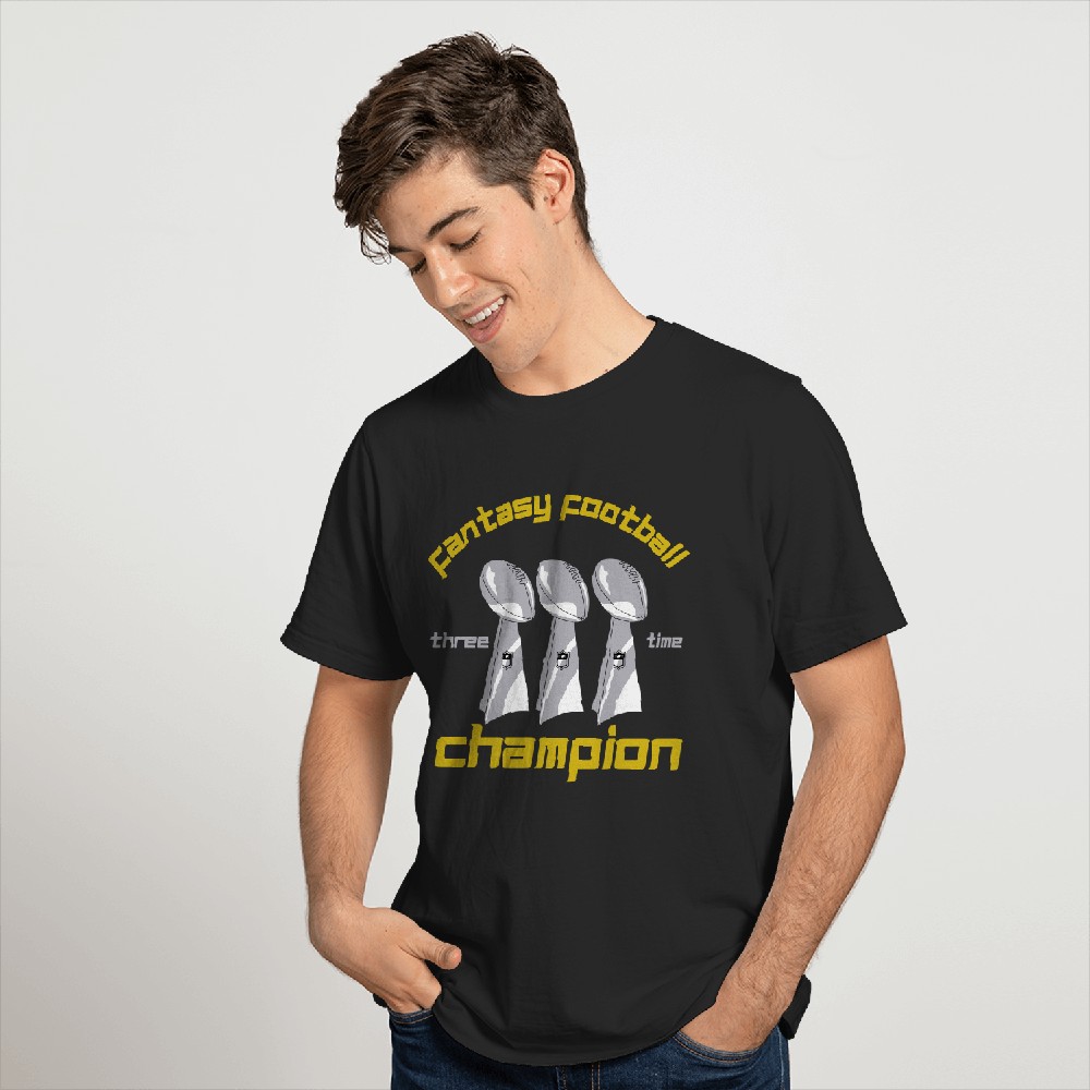 Fun Three Time Fantasy Football League Champion Trophy T Shirt