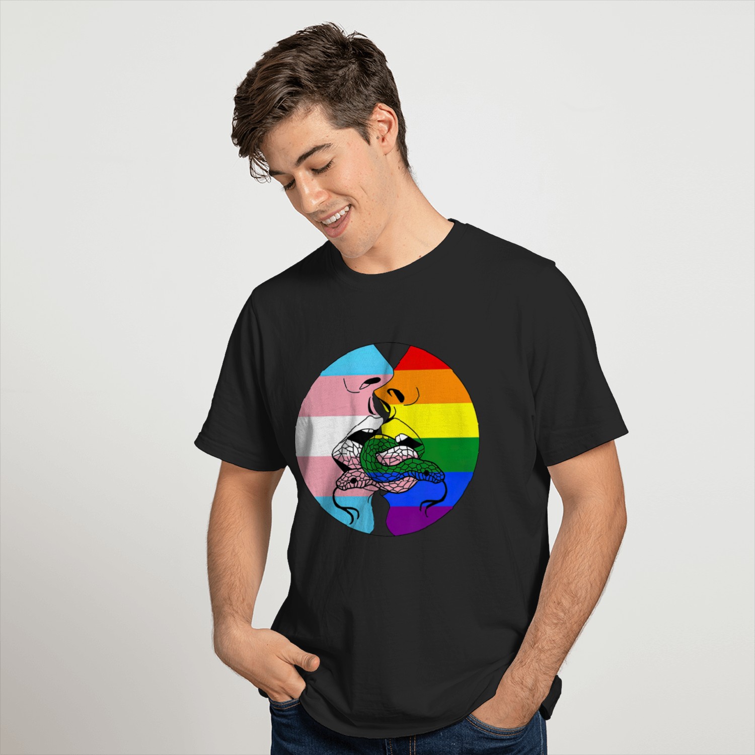 Kissing Faces LGBT Gay Pride Snakes Transgender T-shirt