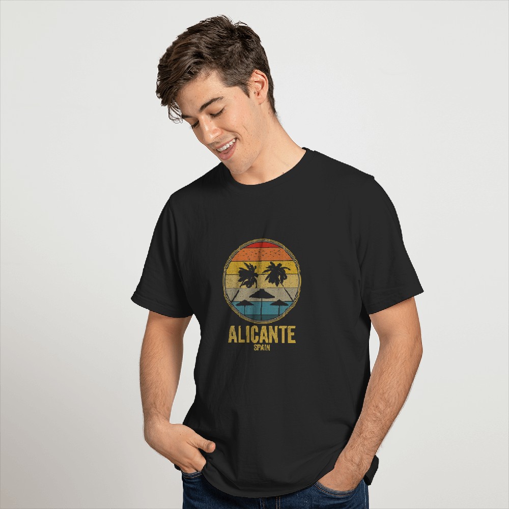 Alicante Spain Retro Vintage Sunset 70S 80S Beach T-shirt