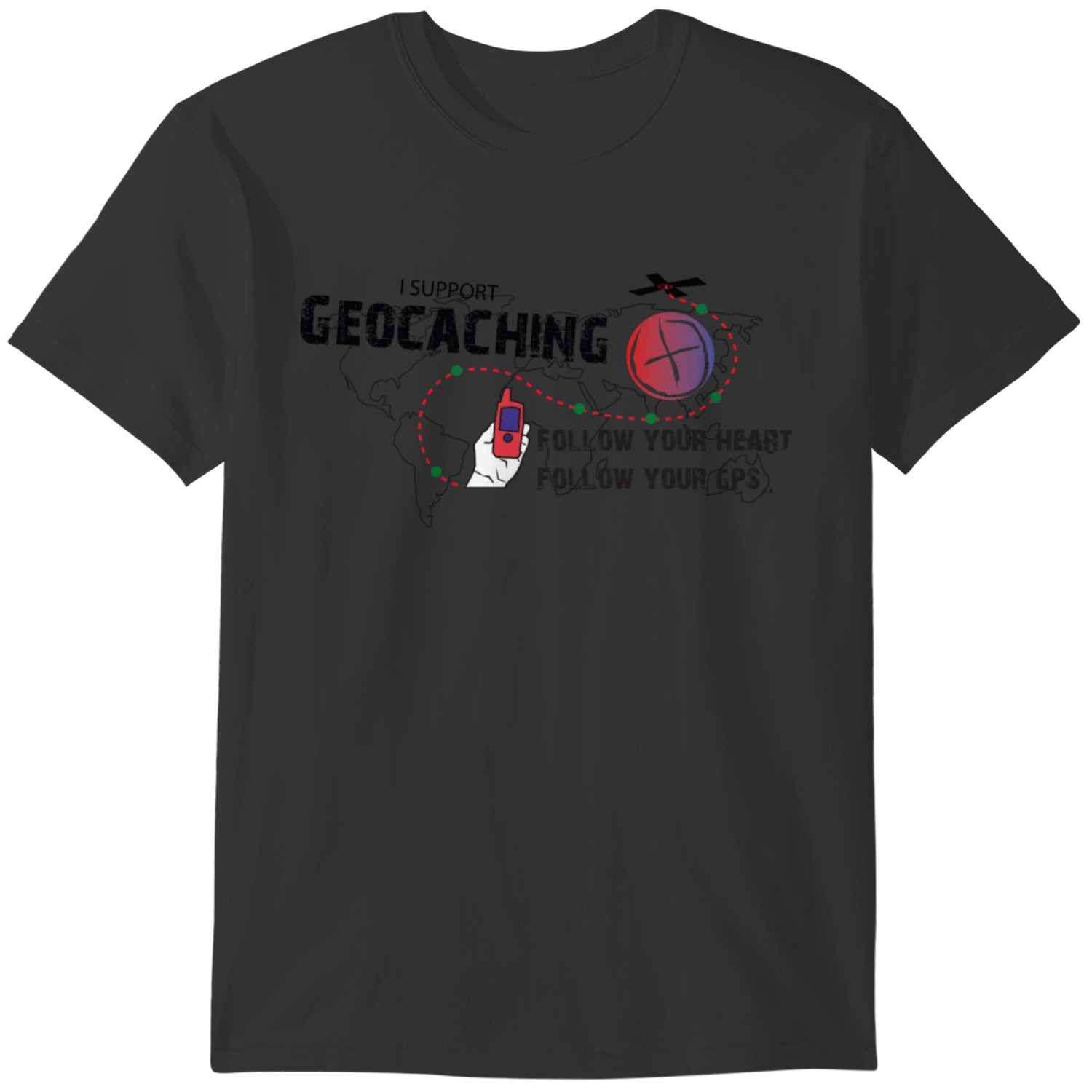 Geocaching Suivez Votre Coeur Et GPS T-shirt