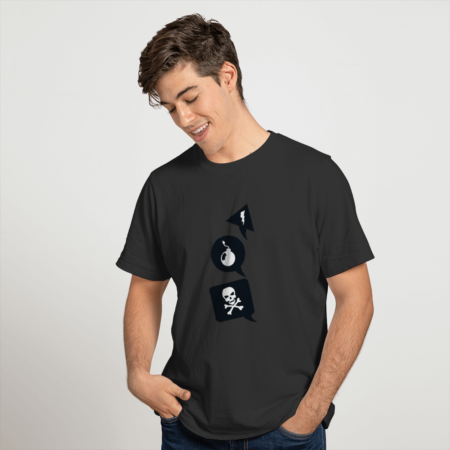 Bulle Eclair Tete De Mort Crane Bombe Icone T-shirt