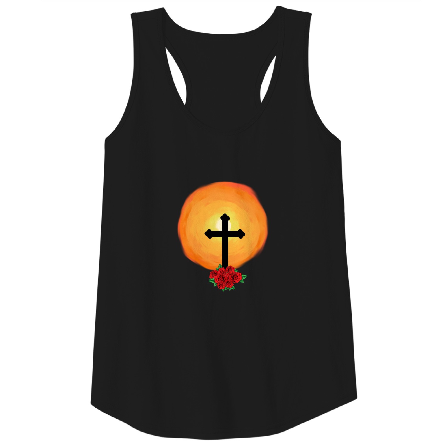 Cross Crosses Jesus God Gift Crucifix Red Rose Tank Top
