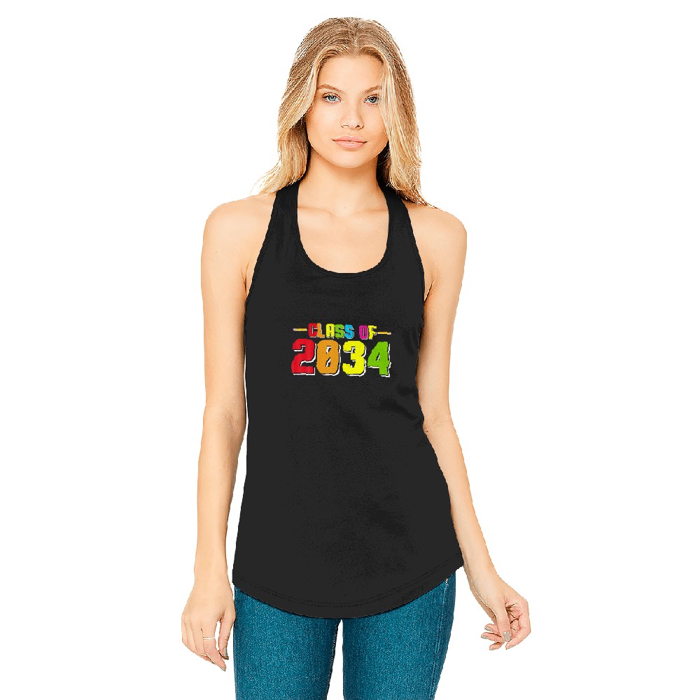 Class Of 2034 Handprint First Day Of School On Bac Tank Top