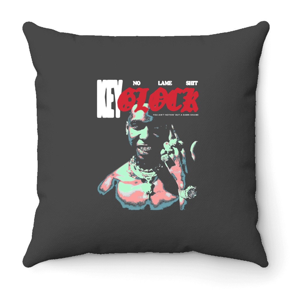 Key Glock Key Glock No Lame Shit Throw Pillows, Vintage Key Glock Throw ...