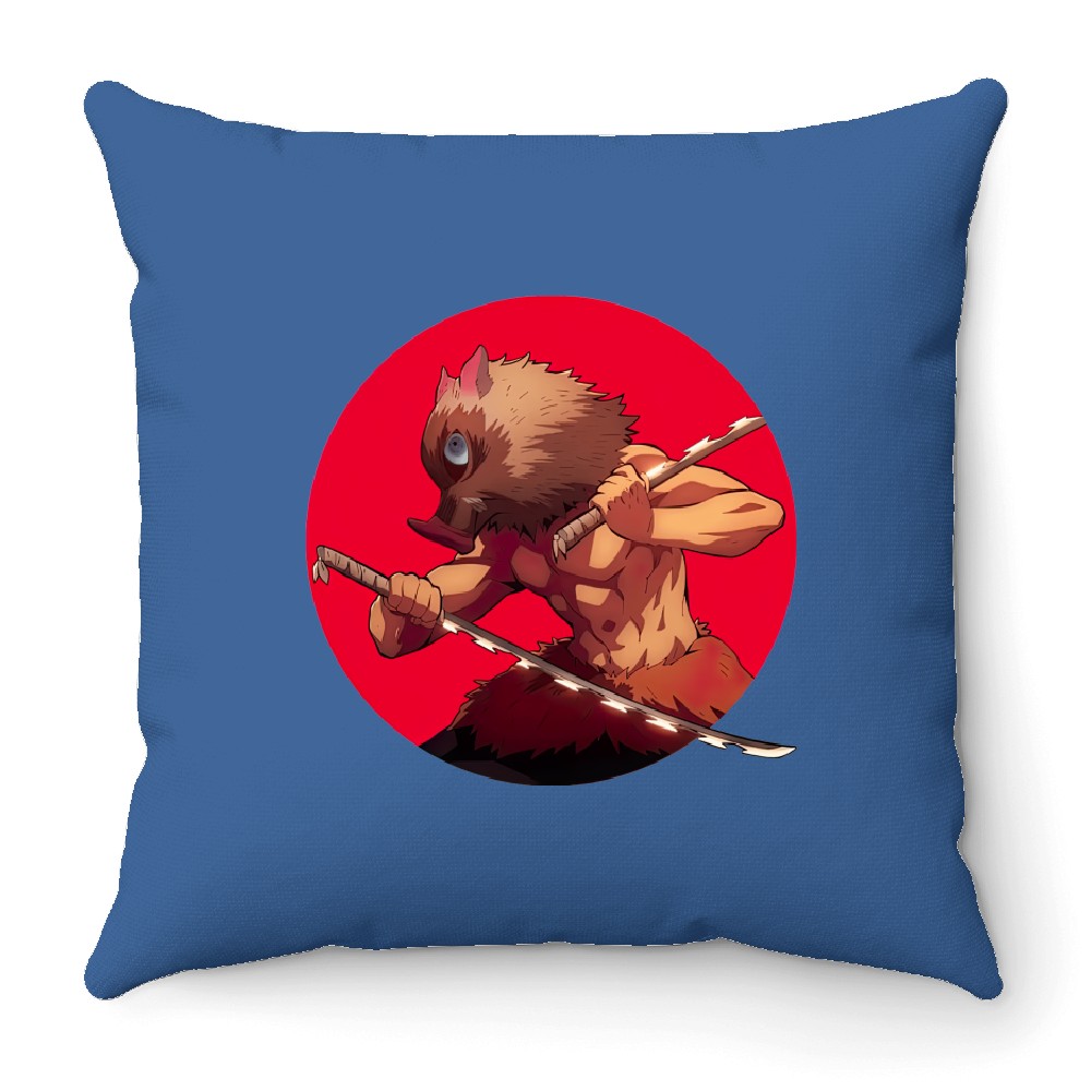 New Demon Slayer Manga Inosuke Throw Pillows