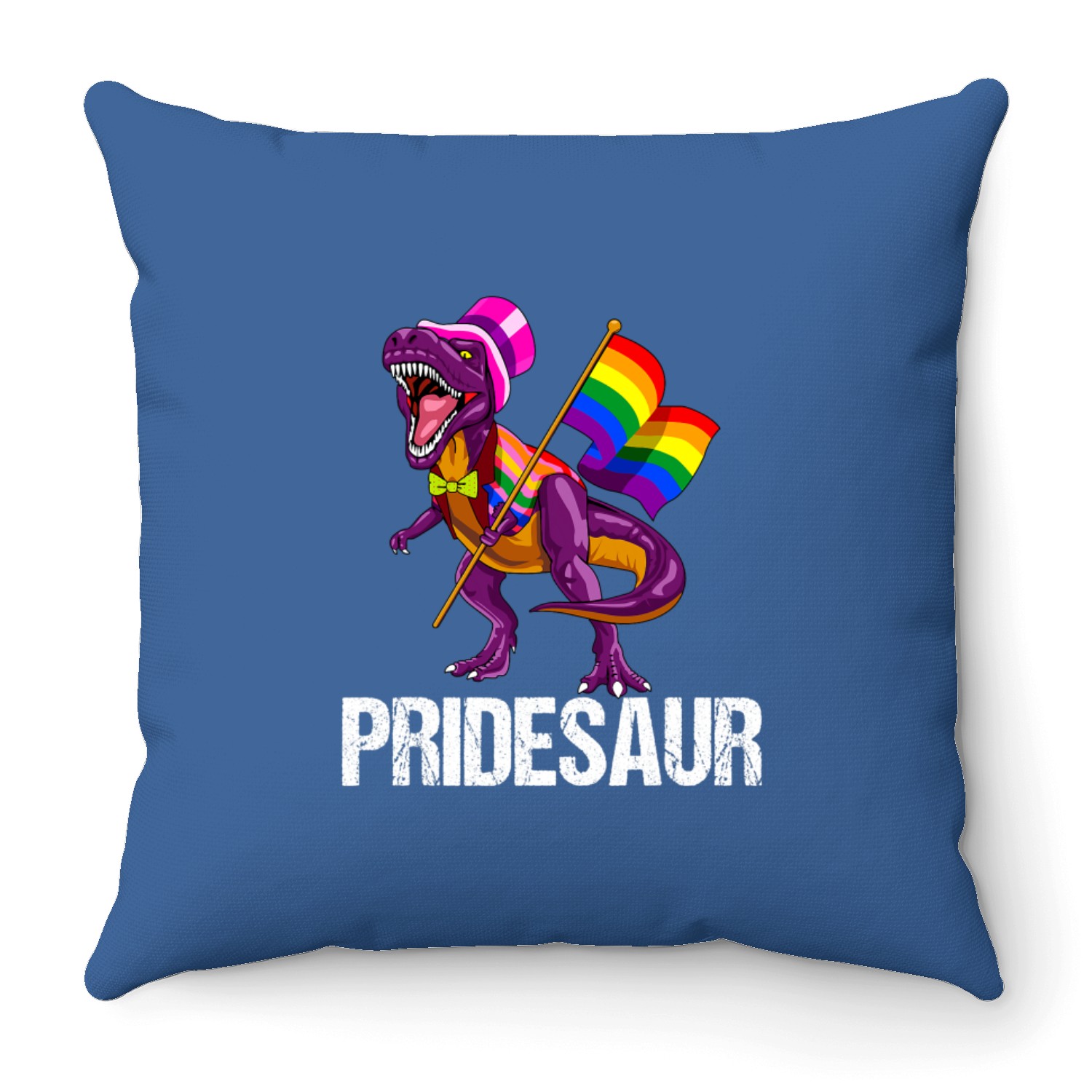 PridesaurDinosaur Gay Pride Flag LGBT Throw Pillows